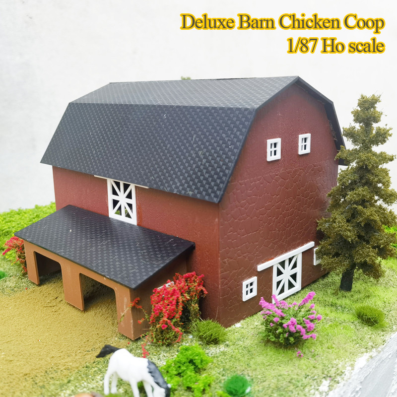 Jual 1/87 Ho Scale Deluxe Barn Chicken Coop Model Livestock Shed ...