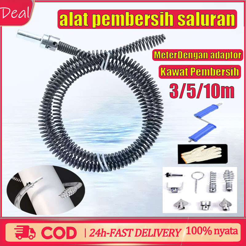 Jual ⭐Ready Stok⭐3m/5m/10m Alat Jepit Kawat Pembersih Saluran Mampet Adaptor Mesin Bor Sling ...