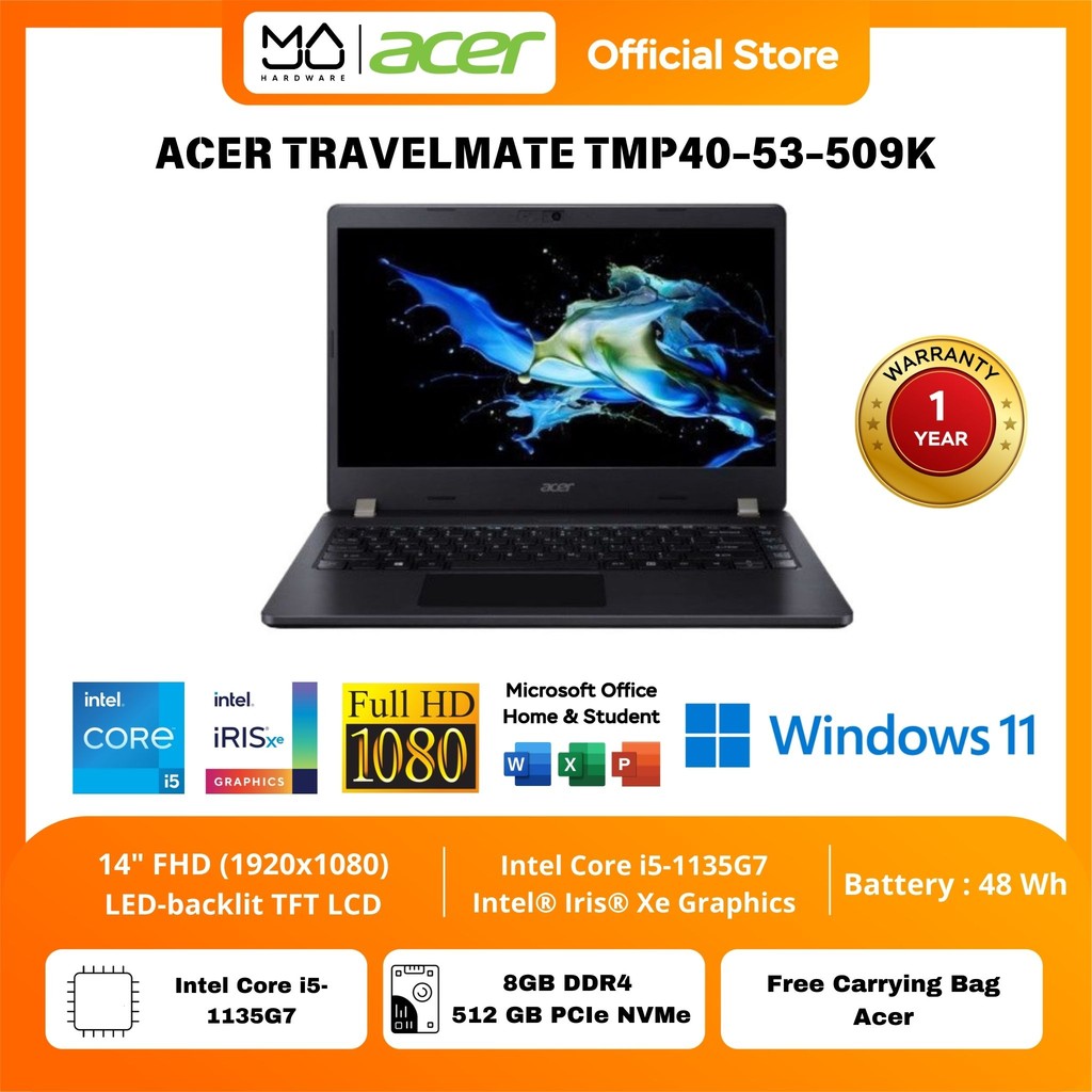 Jual Laptop Acer Travelmate P2 TMP40 53 509K Core i5 1135G7 8GB 512GB ...