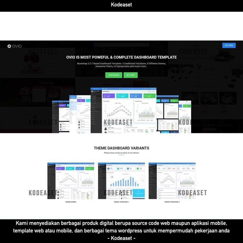 Jual WEB TEMPLATE OVIO - BOOTSTRAP BASED DASHBOARD - ADMIN TEMPLATE ...