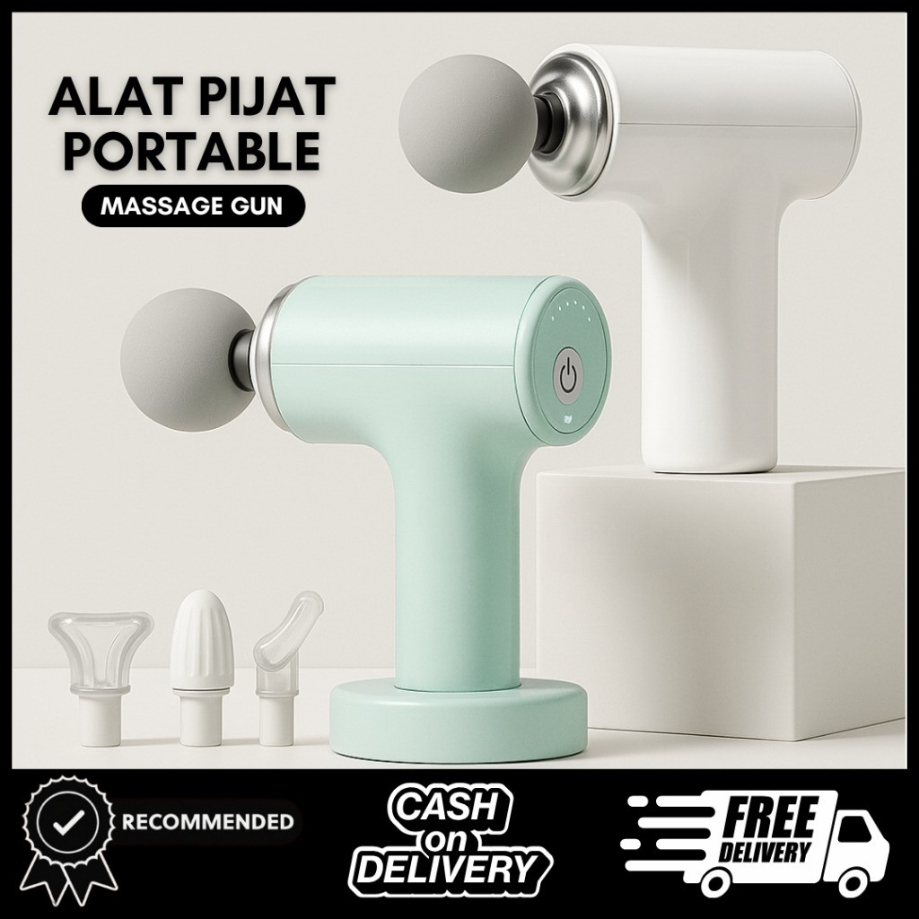 Jual Alat Pijat Elektrik Premium Massage Gun 4 In 1 Getar Terapi ...