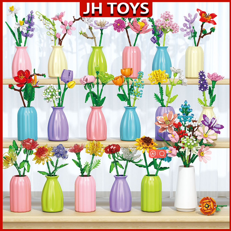 Jual JH TOYS Bricks Bunga Blok Bangunan DIY Buket Bunga Kreatif Untuk ...