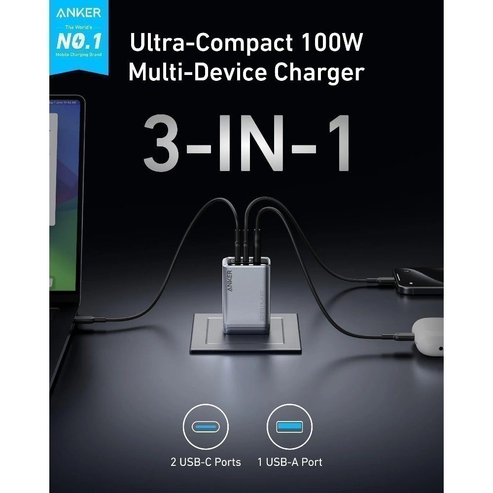 Jual GEOSIRUNIK99 ANKER A2688 - Anker Prime Charger 100W 3-Ports GaN ...