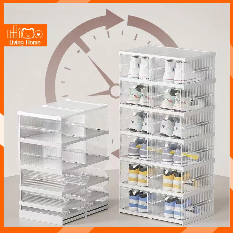 Jual Baru【3/6/8/9 Tingkat】Rak Sepatu Susun Tertutup / Kotak Penyimpanan ...