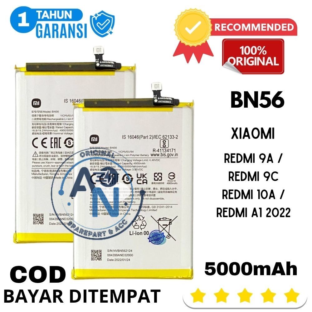 Jual BATERAI XIAOMI REDMI 9A / 9C / 10A / REDMI A1 2022 BN56 5000mAh ...