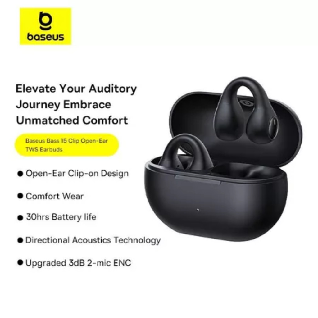 Jual BASEUS BASS 15 Clip tws Open-Ear OWS Earphones Headset Bluetooth 5 ...