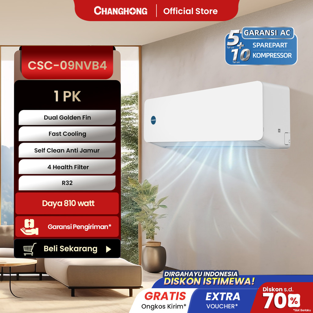 Jual Changhong AC Split 1 PK STANDARD R32 - CSC-09NVB4 [INDOOR + OUTDOOR UNIT ONLY] | Shopee ...
