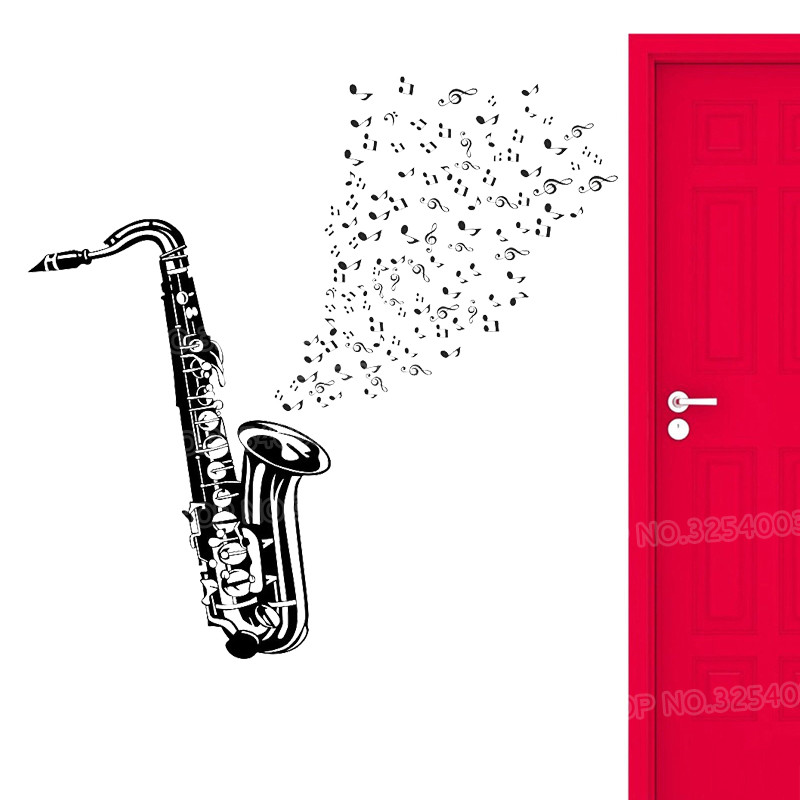 Jual Vinyl Wall Decal Saxophone Player Wall Sticker Jazz Club Musician ...