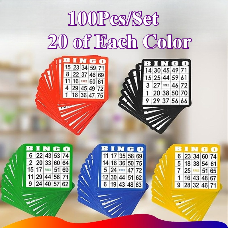 Jual 100Pcs/Set Kartu Bingo Lengkap Besar Bingo Card 5 Warna Bingo Set ...