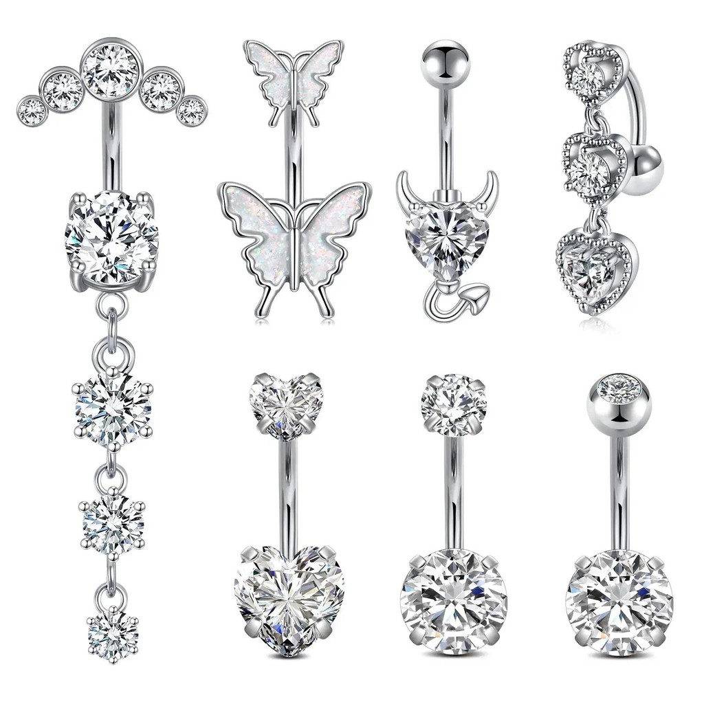 Jual Stainless Steel Navel Piercing Belly Button Ring Bell Ring Flower ...