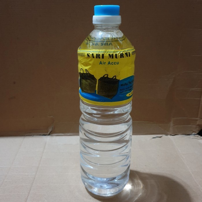 Jual Air Accu Botol 1 Liter Air Aki 1Liter Cairan aki Tutup Biru Sari ...
