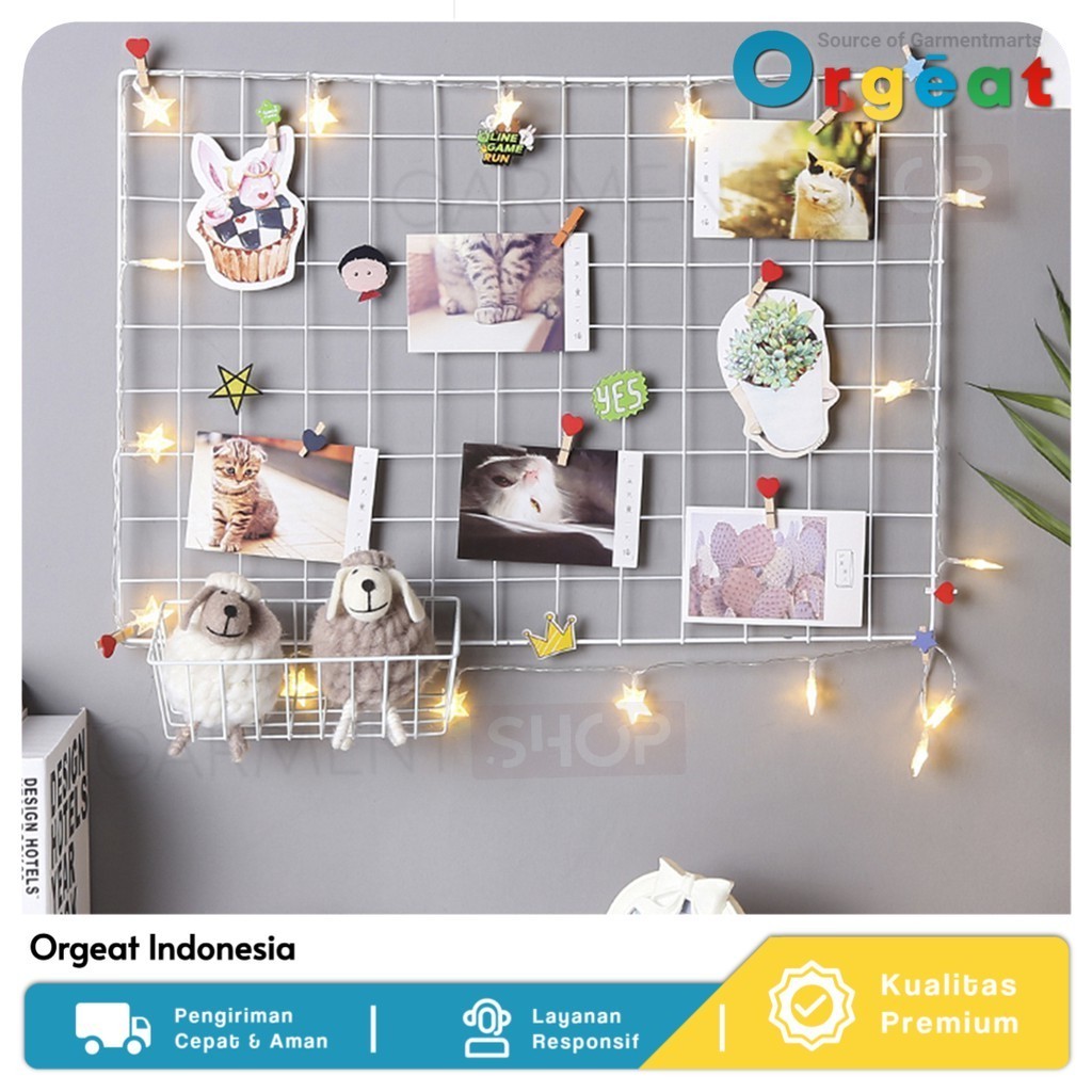 Jual OGT Hiasan Dinding Kamar Wire Grid Mesh Wall Rak Gantung Dinding ...