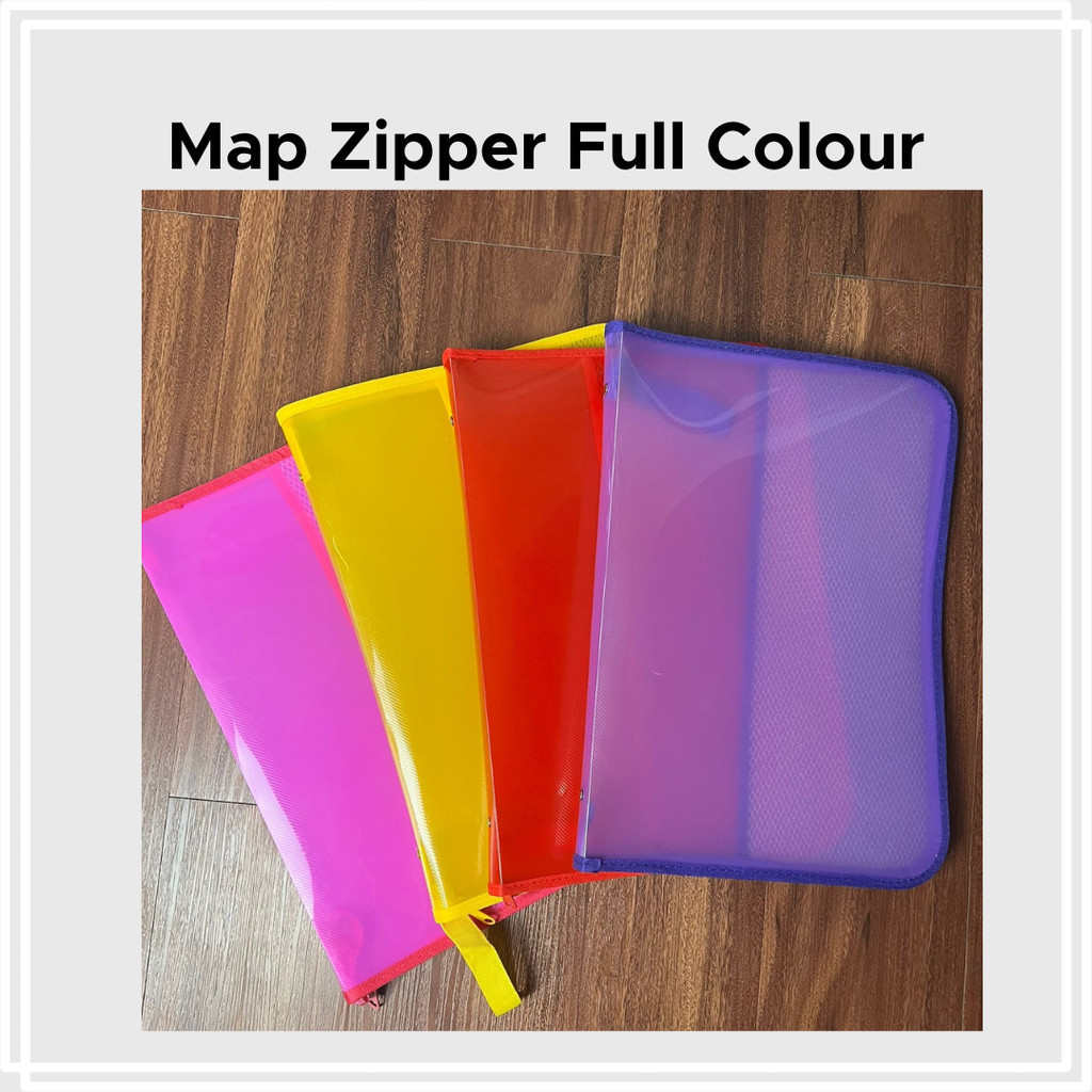 Jual Map Zipper Plastik Full Colour Resleting Bag File F4 / Map Zipper ...