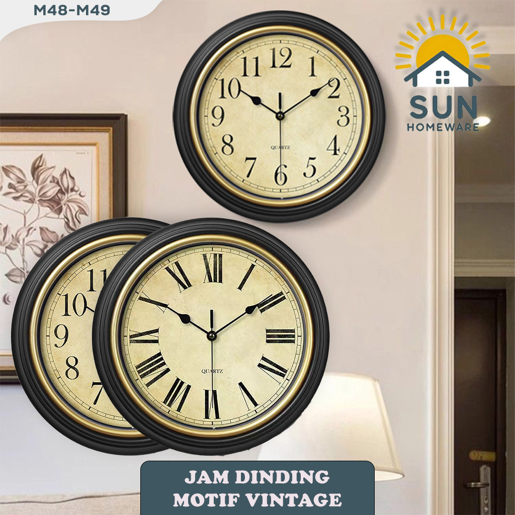 Jual SUN Jam dinding vintage M48/M49 / Jam dinding aesthetic 30CM/ Jam ...