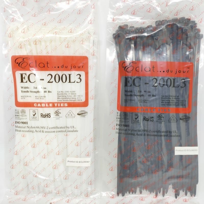 Jual Kabel ties nylon eclat / meval nilon hitam / putih cable ties isi ...