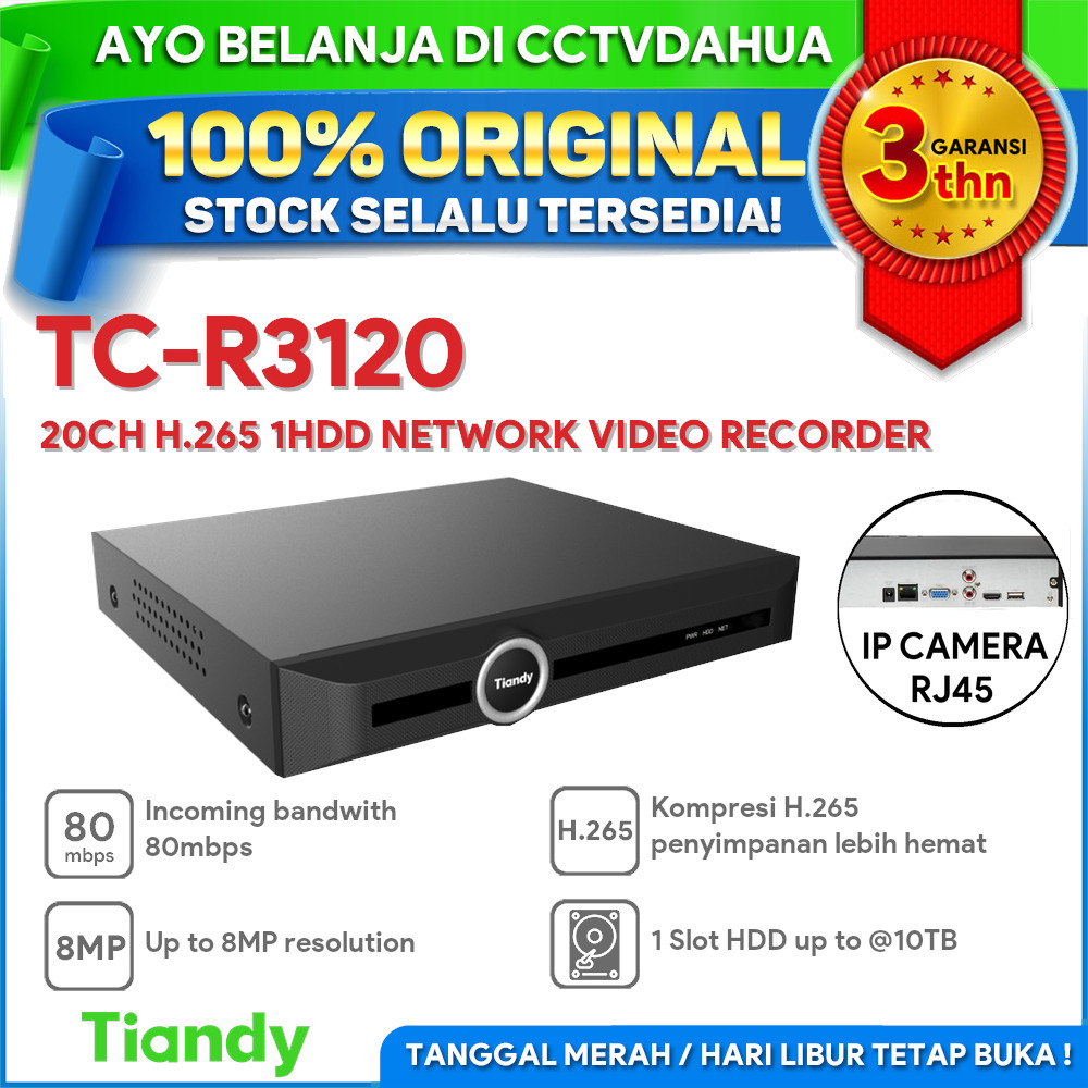 Jual TIANDY TC-R3120 NVR NON POE 20CH UP TO 8MP GARANSI RESMI | Shopee ...