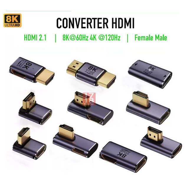 Jual Sudut 90° Adapter Converter HDMI Female Male 8K 60Hz UHD 2.1 ...