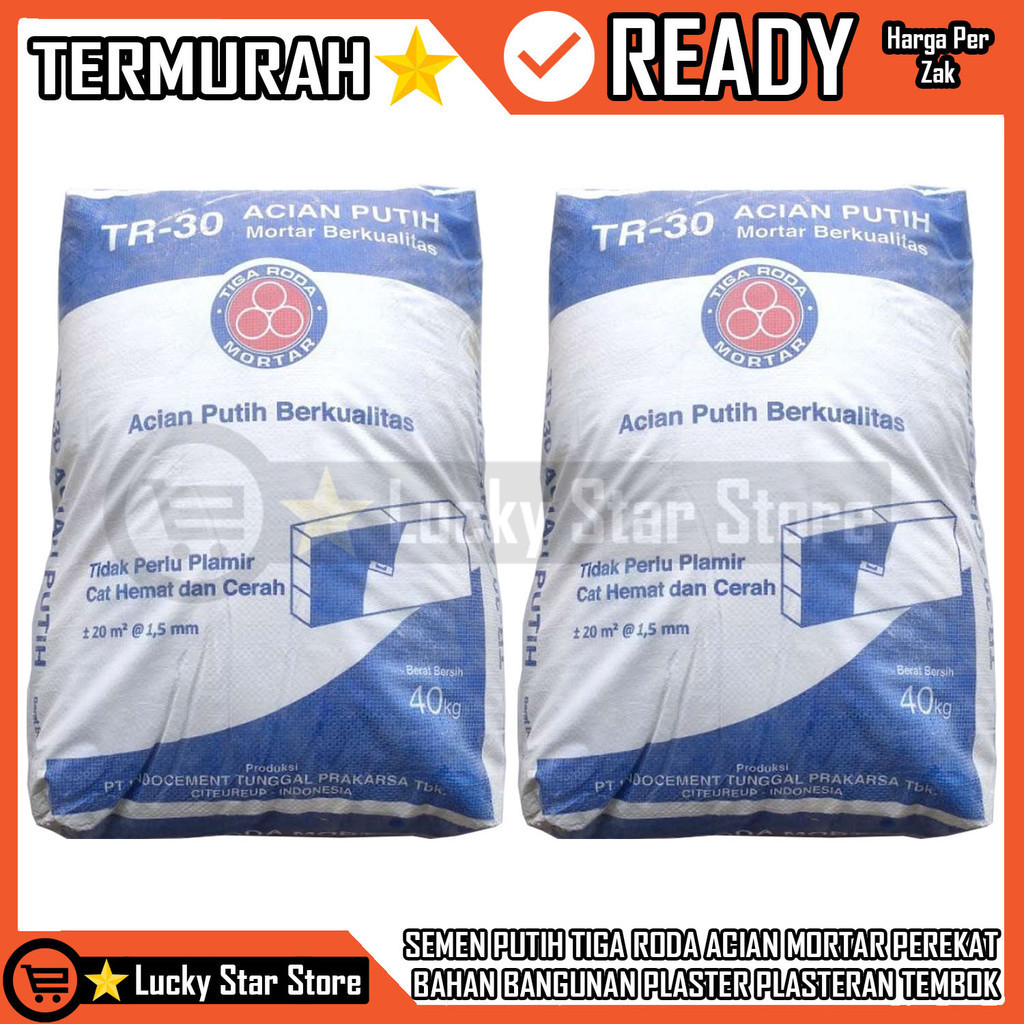 Jual Tiga Roda Semen Putih Acian Mortar Tr 30 Cemen White Bahan ...