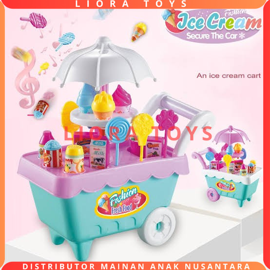 Jual Mainan Anak Perempuan Gerobak Es Krim Mini FI 503 - Ice Cream Stroller Kuda Pony | Shopee ...