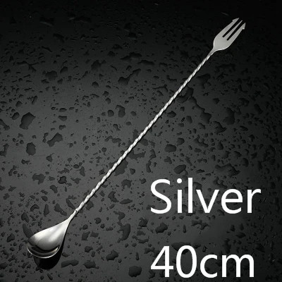 Jual TEAEGG Long Bar Spoon with Fork Cocktail Sendok Pengaduk Panjang ...