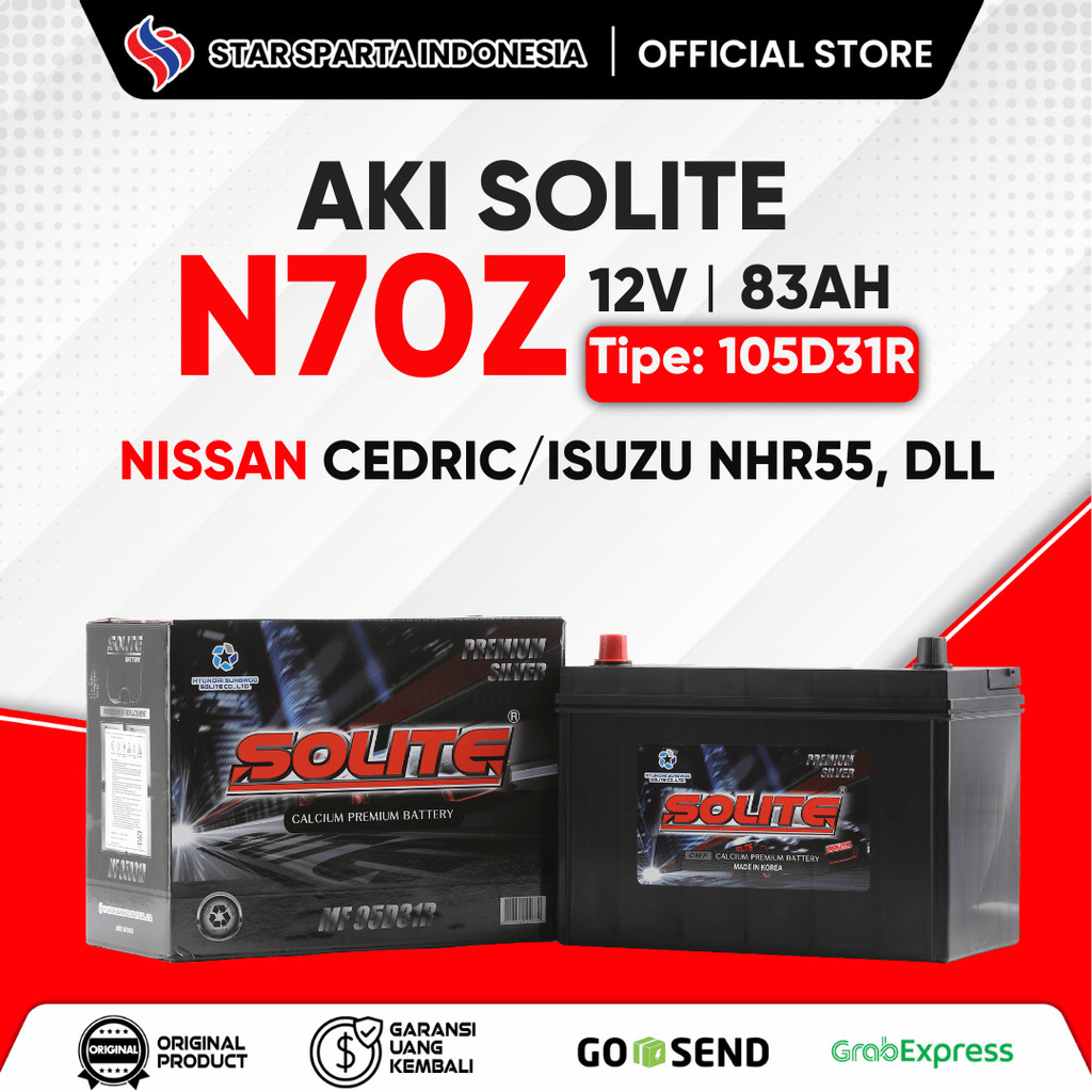 Jual Solite - Aki N70Z 12V 83Ah untuk Nissan Cedric / Isuzu NHR55 ...