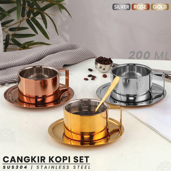 Jual SUS 304 Stainless Steel Cangkir Mug Kopi Espresso Cappuccino Teh 1 ...