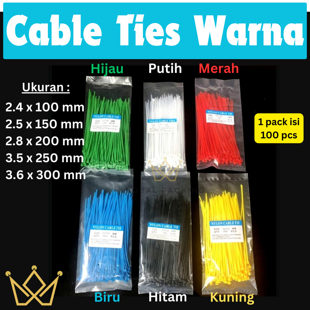 Jual Kable Tie Warna 10cm 15cm 20cm 25cm 30cm Hijau Biru Merah Kuning ...
