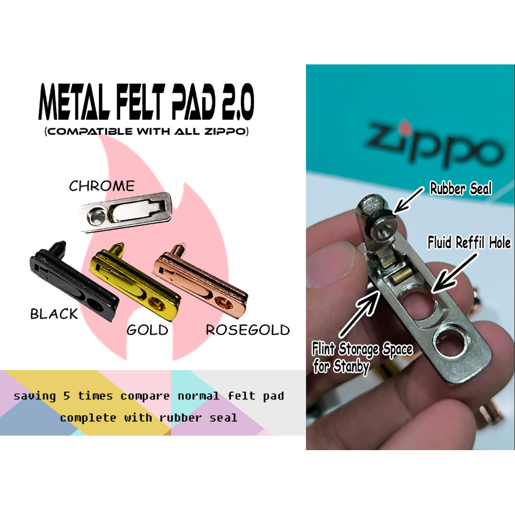Jual Metal Felt Pad 2.0 Rubber Zippo | Shopee Indonesia