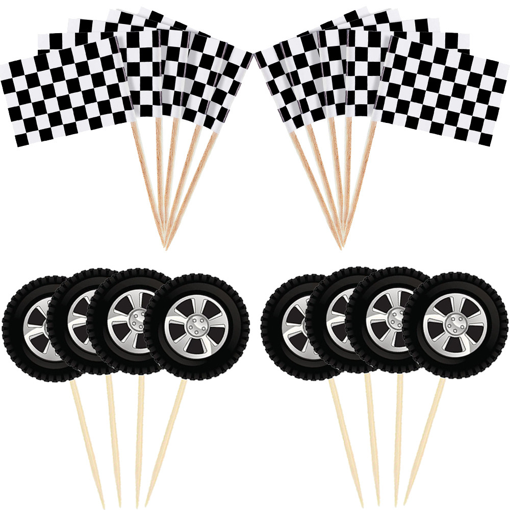 Jual Wheel Racing Car Party Cake Decor Tire Cupcake Topper Mini ...