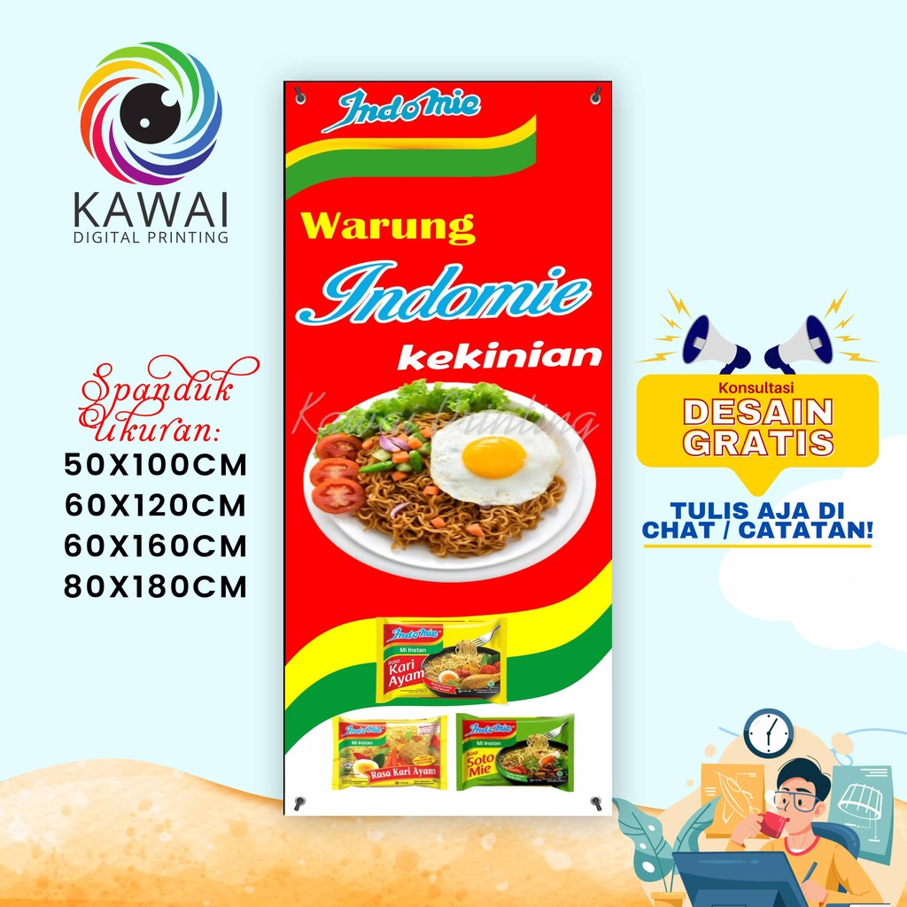 Jual Spanduk Banner MMT Warung Indomie Free Desain | Shopee Indonesia