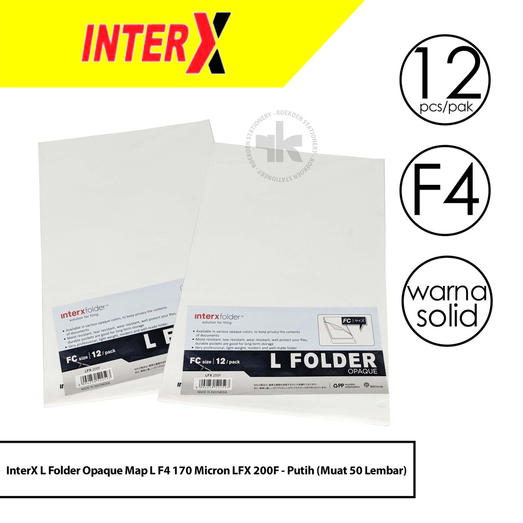Jual InterX L Folder Opaque Map L F4 170 Micron LFX 200F - Putih (Muat ...