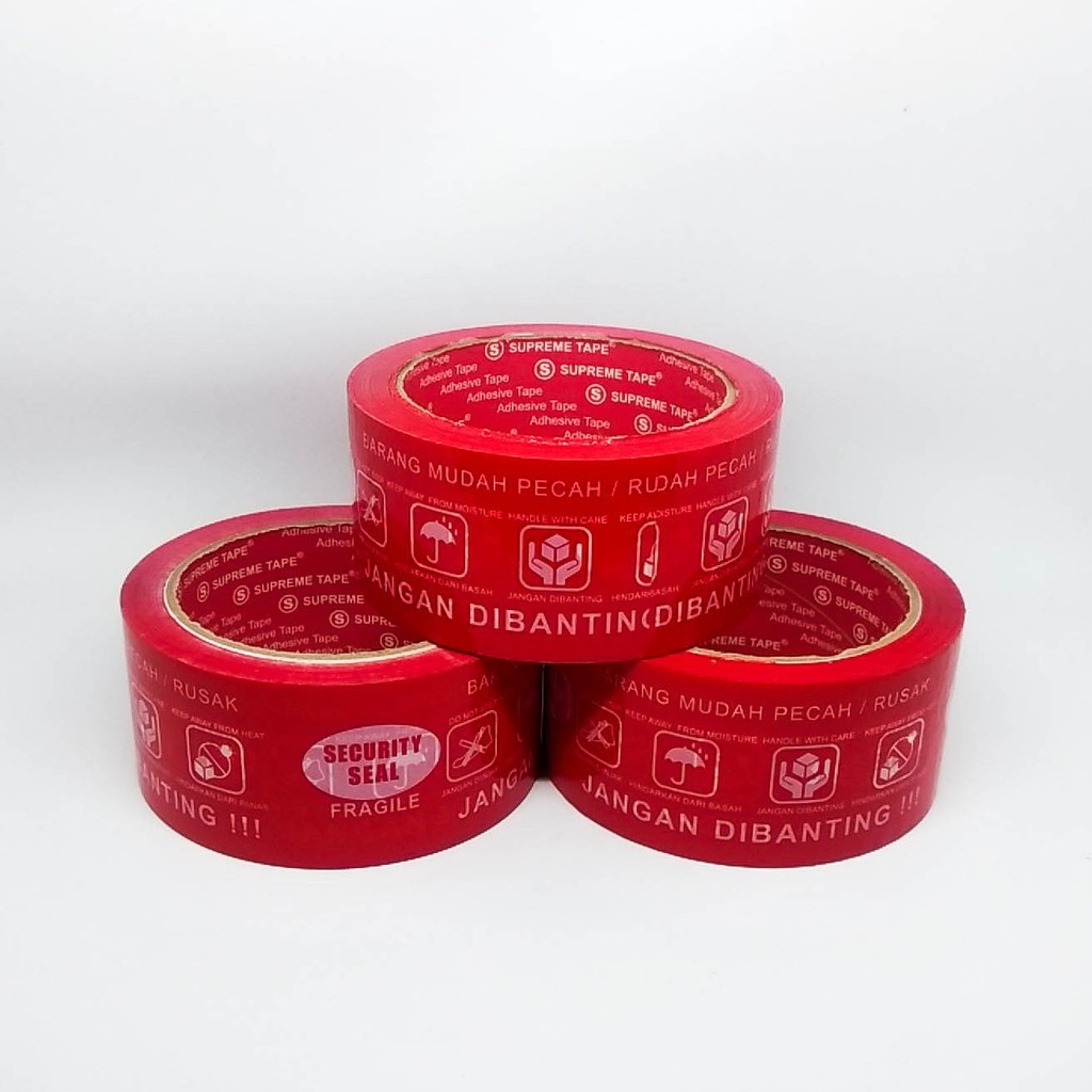 Jual lakban/isolasi Supreme Fragile Jangan Dibanting Merah Roll ori ...