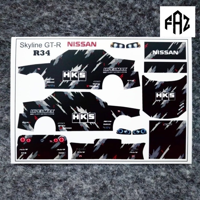 Jual Decal Diecast hotwheels nissan skyline R34 hks | Shopee Indonesia