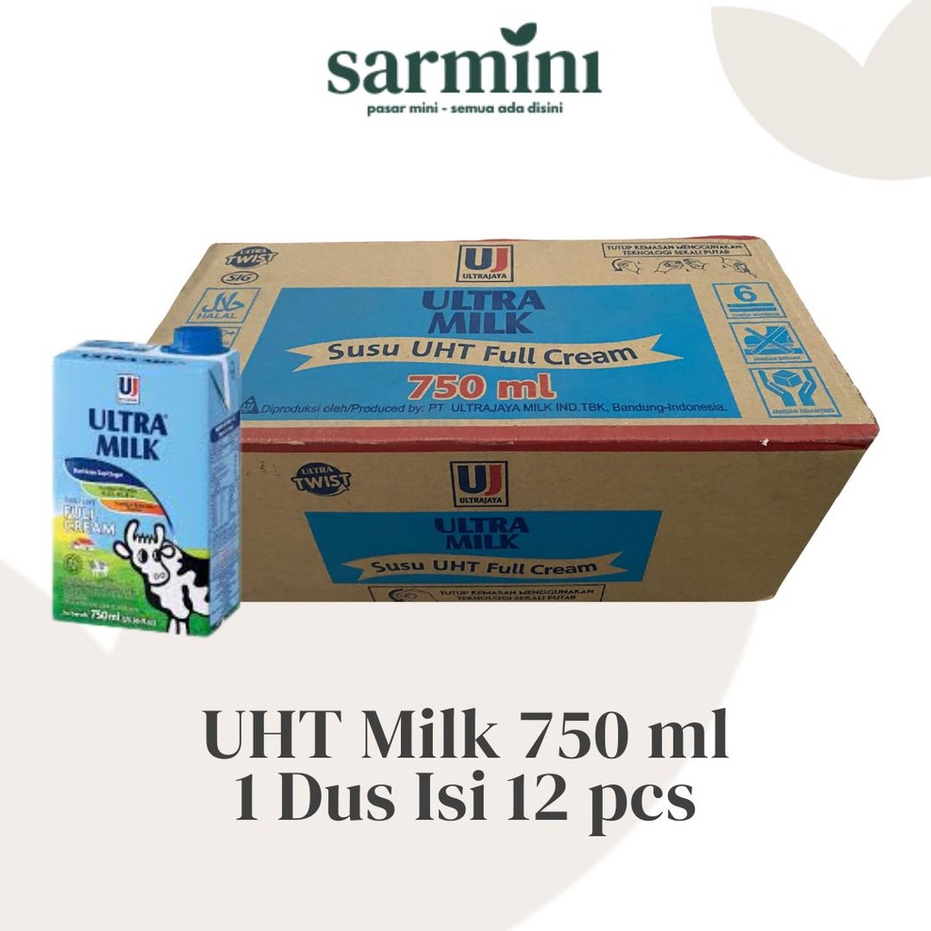 Jual Ultra milk UHT Full Cream 750ML 1 Dus isi 12 Pcs | Shopee Indonesia