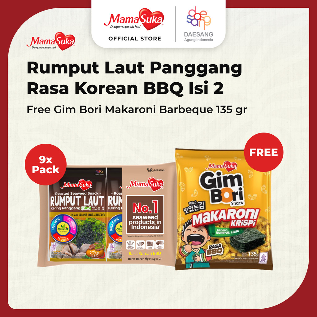Jual MamaSuka - Rumput Laut Panggang Barbeque Isi 2 Free Gim Bori ...