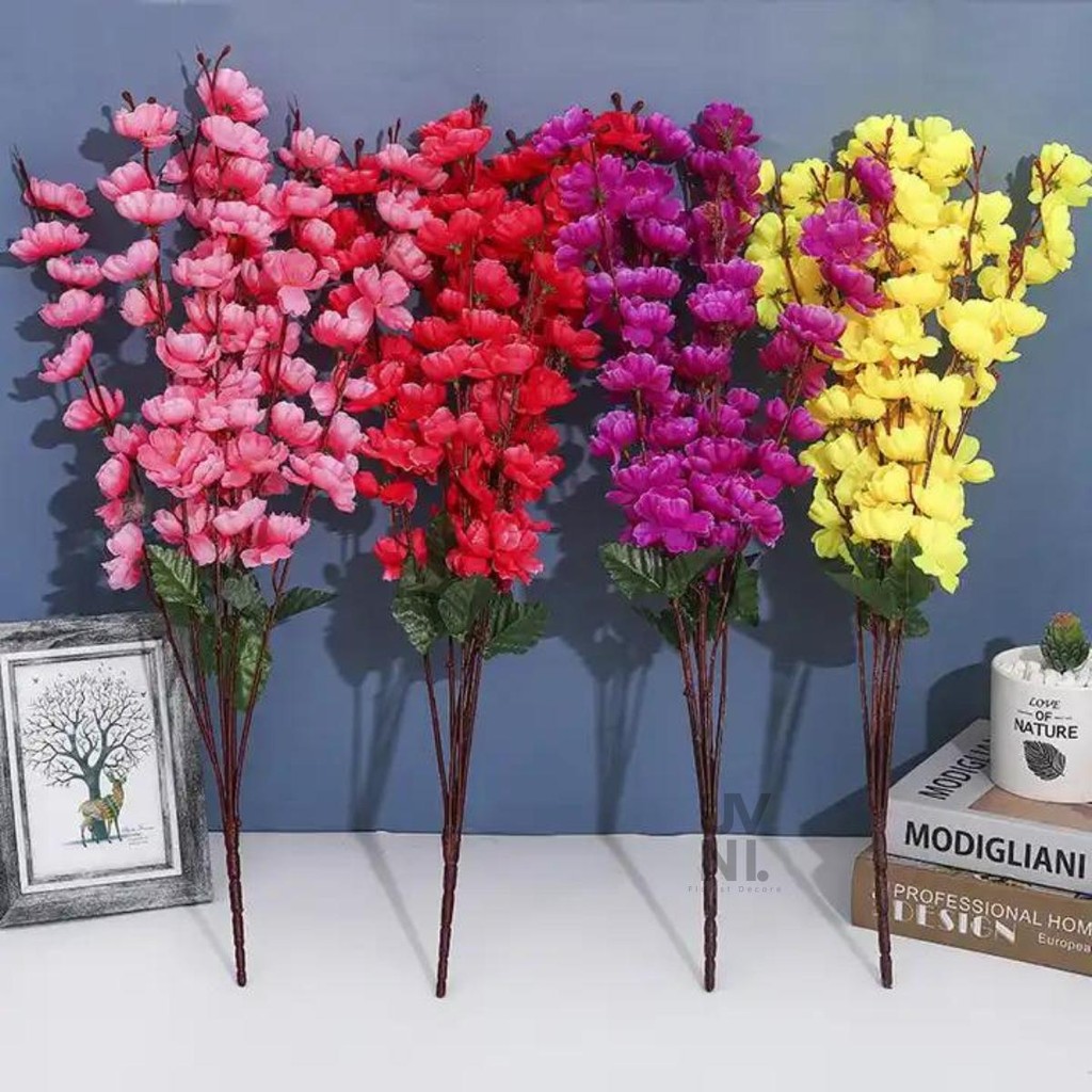 Jual Bunga Sakura Tancap 7 Cabang 56CM Meihua Bunga Artificial Imlek ...
