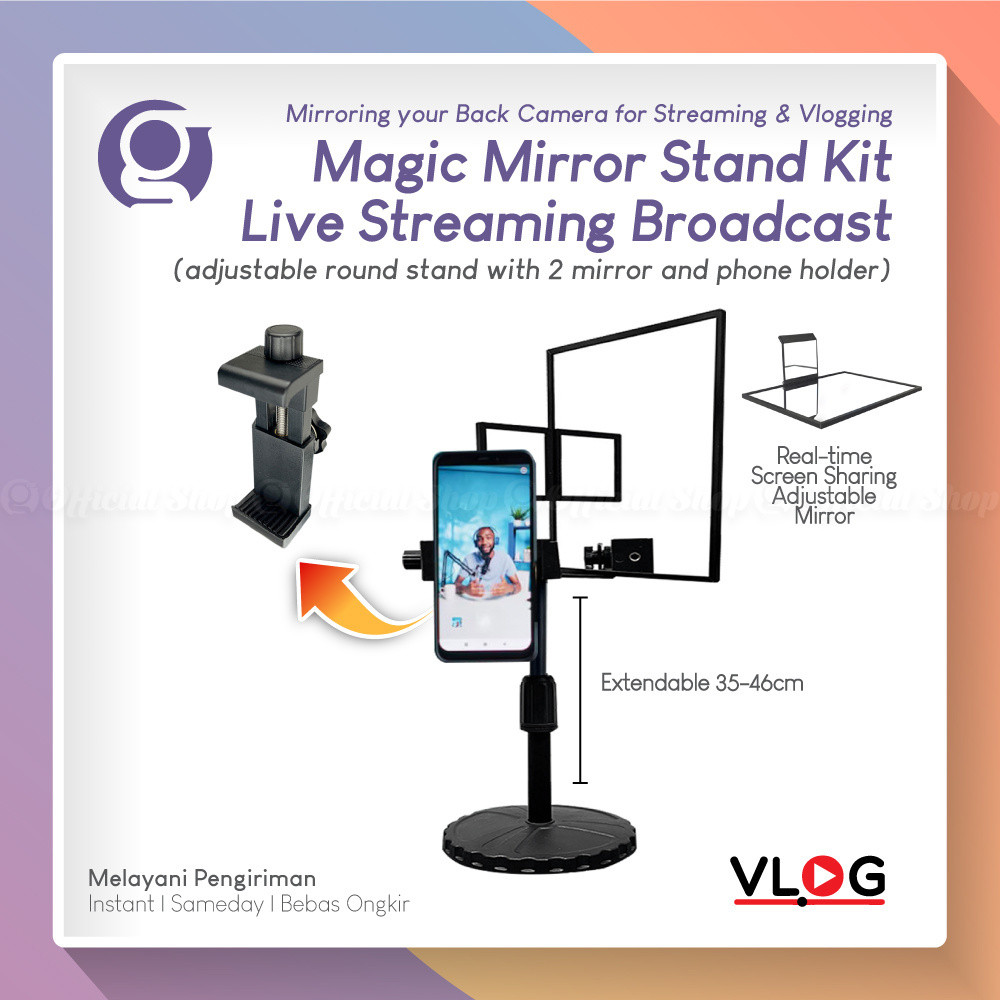 Jual HOP Stand Mirror HP Live Stream Kamera Belakang (Tripod Cermin ...