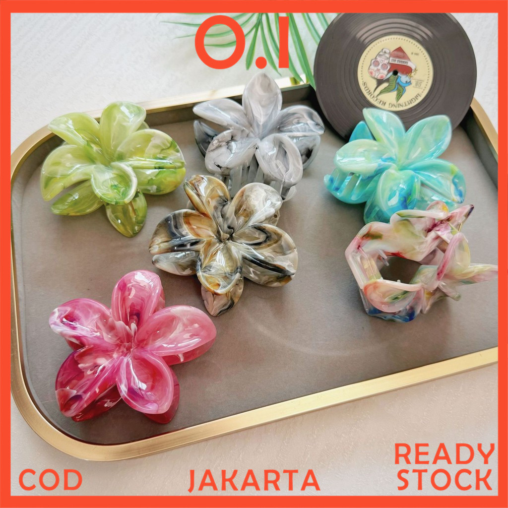 Jual Jepit Rambut Jedai Motif Bunga Kamboja Warna Marble Untuk Harian ...