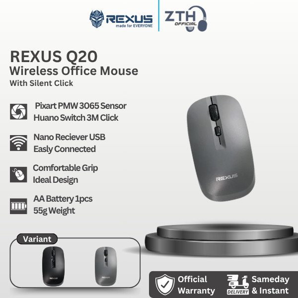 Jual Rexus Q20 Mouse Wireless Office Silent Click 4D | Shopee Indonesia
