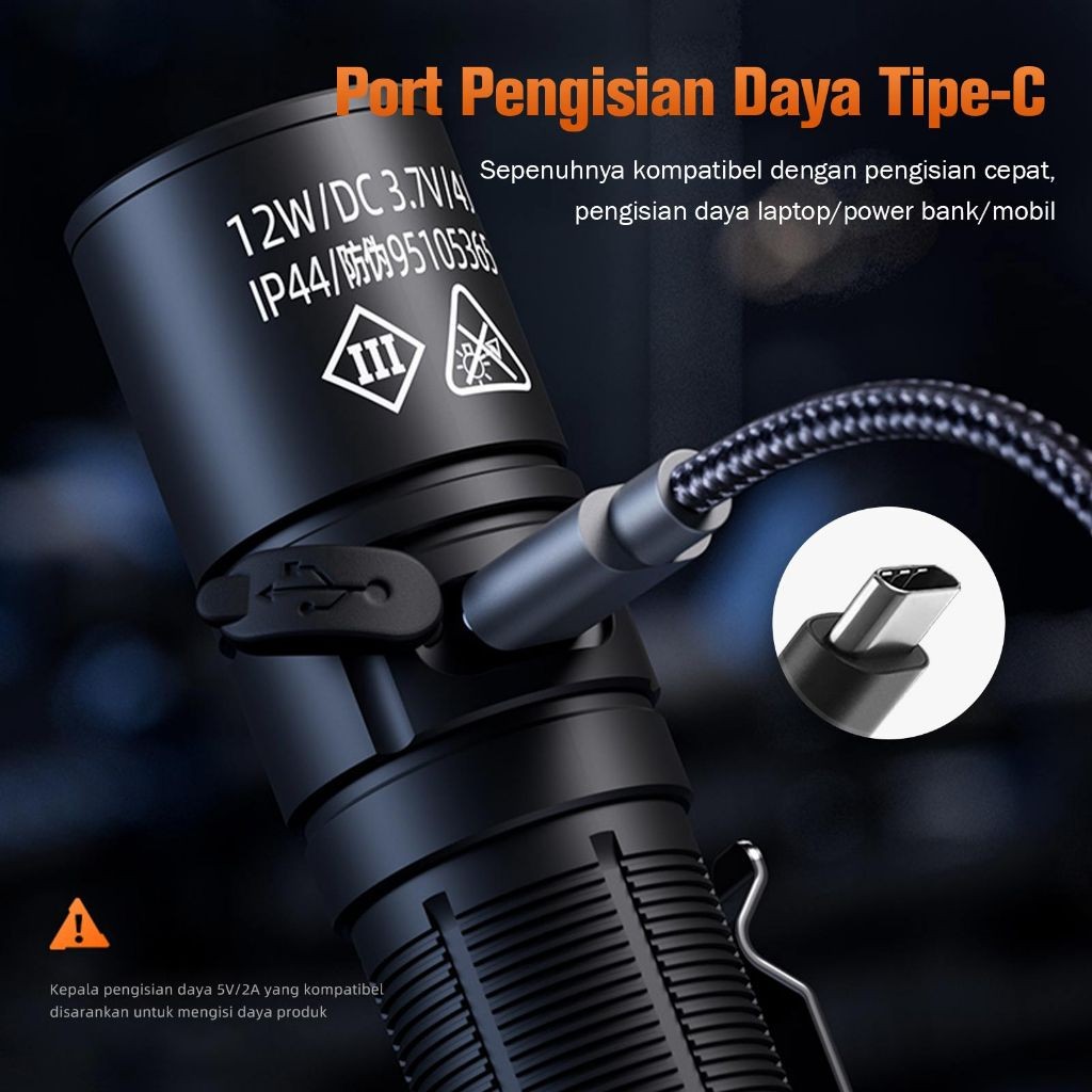 Jual Senter LED SUPERFIRE A36 12W EDC Super Terang Baterai 18650 Portabel Ekor Magnetik Untuk ...