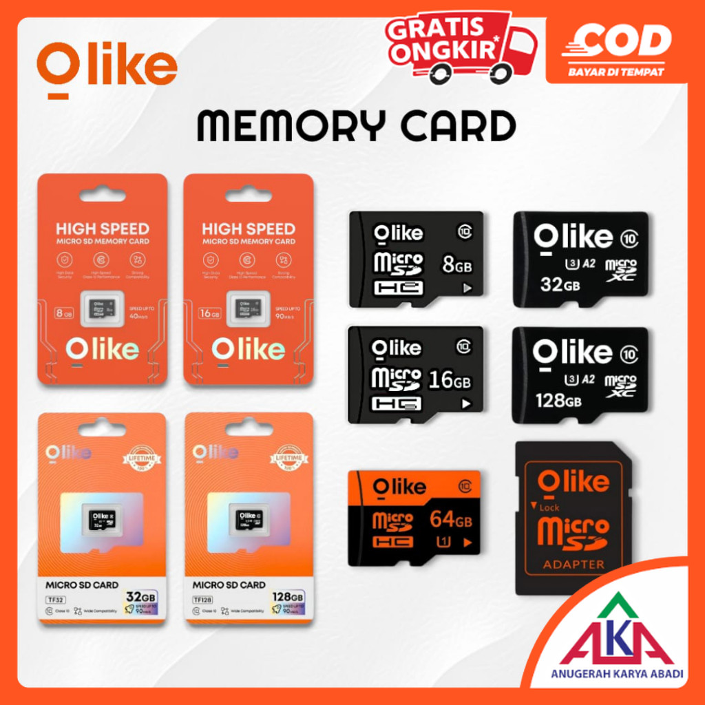 Jual OLIKE Memory Card Micro SD Class 10 8GB 16GB 32GB 64GB 128GB High ...