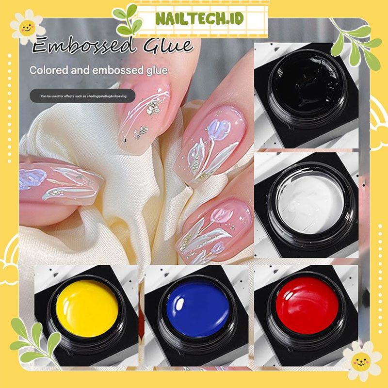 Jual Monja Embossed Glue / Monja Emboss Nail UV Gel 5 gr White Black ...