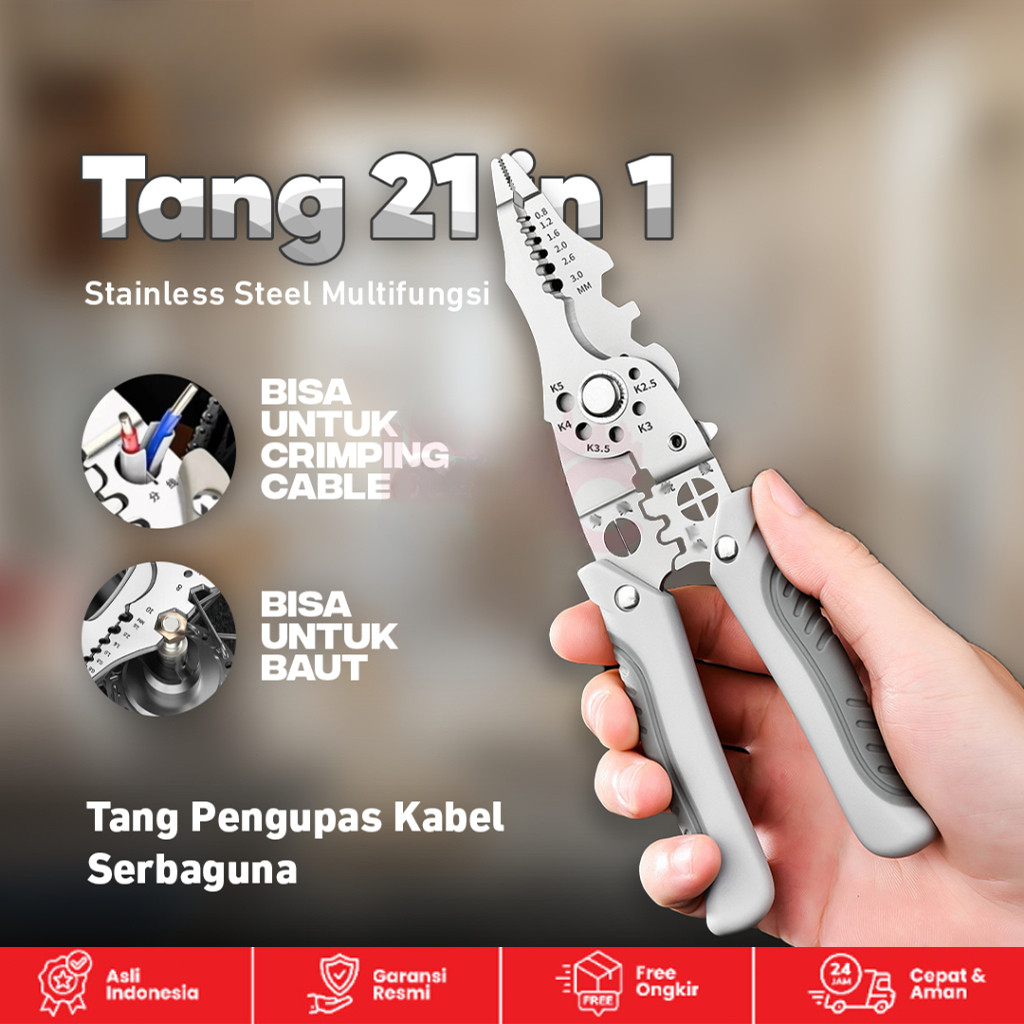 Jual 21 in 1 Tang Serbaguna/Tang Pemotong/Alat Tang Kupas Kabel ...
