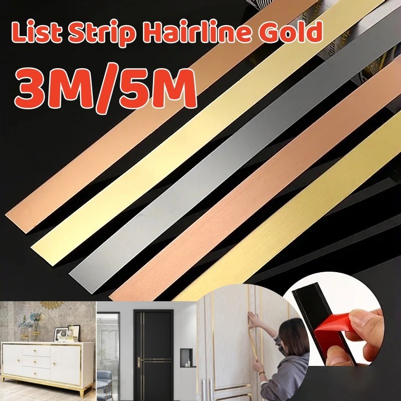 Jual 3M/5M List Strip Hairline Gold Sticker Pembatas Nat Keramik Wall ...