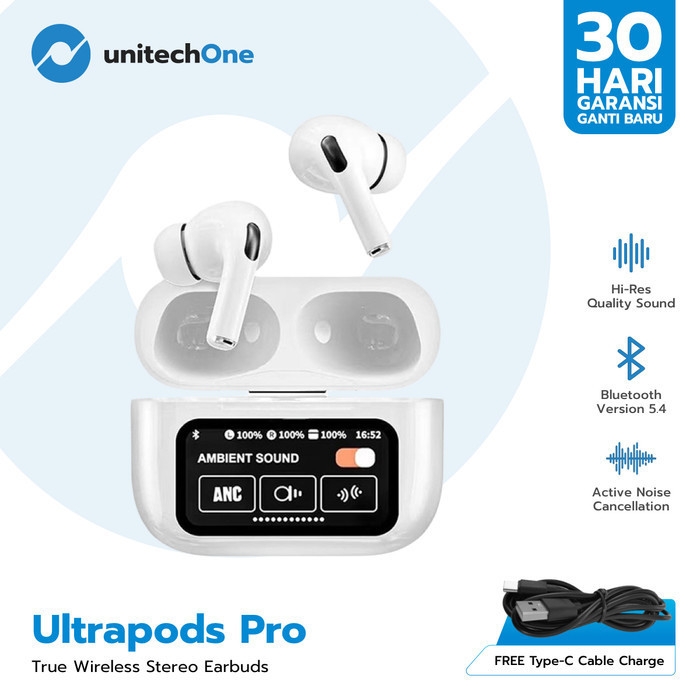 Jual Headset Bluetooth unitechOne A9 Pro ANC/ENC TWS Earphone V5.4 ...