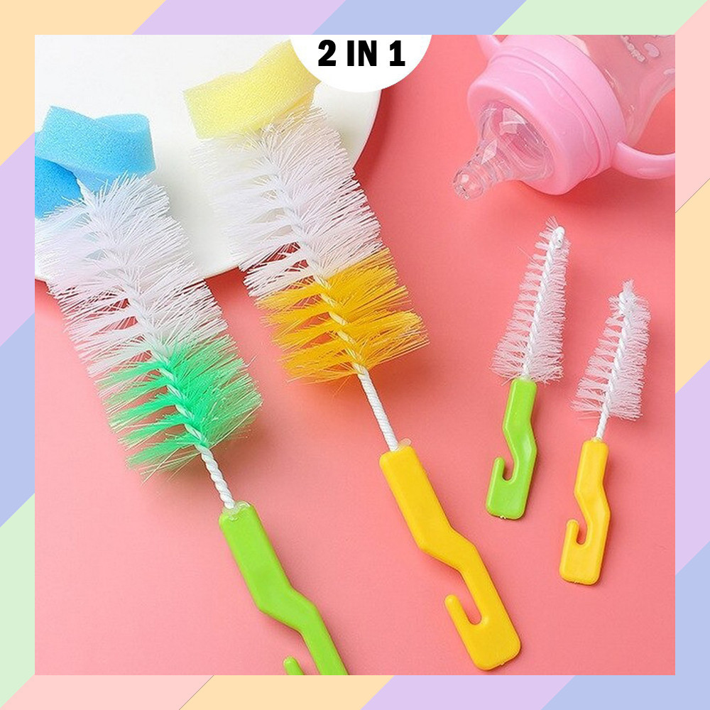 Jual SK05 Sikat BOTOL SUSU 2 in 1 Tongkat Cuci Dot Gelas Sikat Spons ...