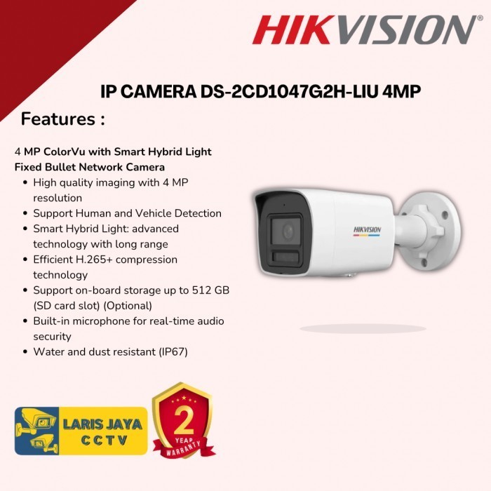 Jual DS-2CD1047G2H-LIU IP CAMERA HIKVISION 4MP COLORVU SMART HYBIRD LIGHT | Shopee Indonesia