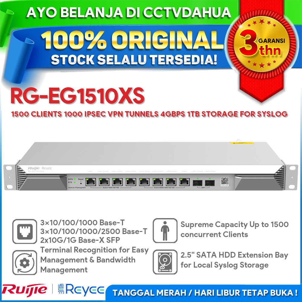 Jual RUIJIE REYEE RG-EG1510XS 1500 CLIENTS 1000 IPSEC VPN TUNNELS 4GBPS ...