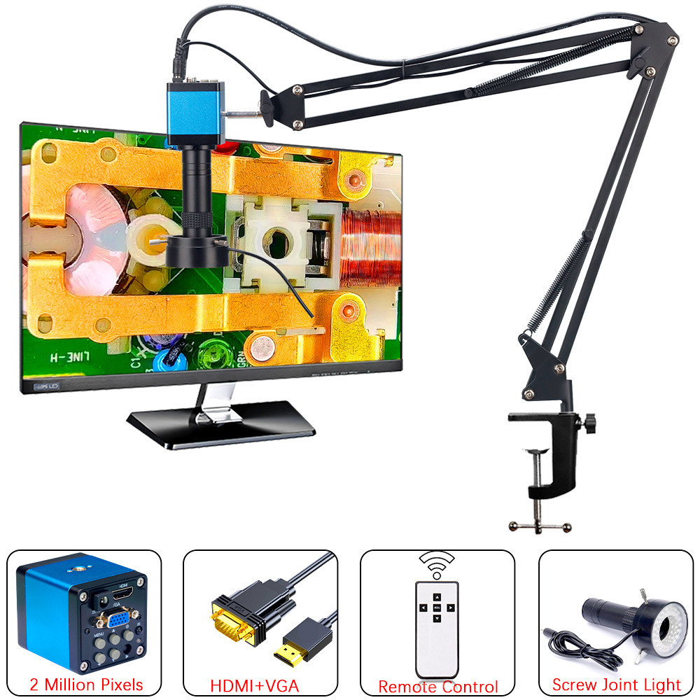 Jual Zoom 150X Full HD Camera VGA/HDMI Port Industrial Microscope ...