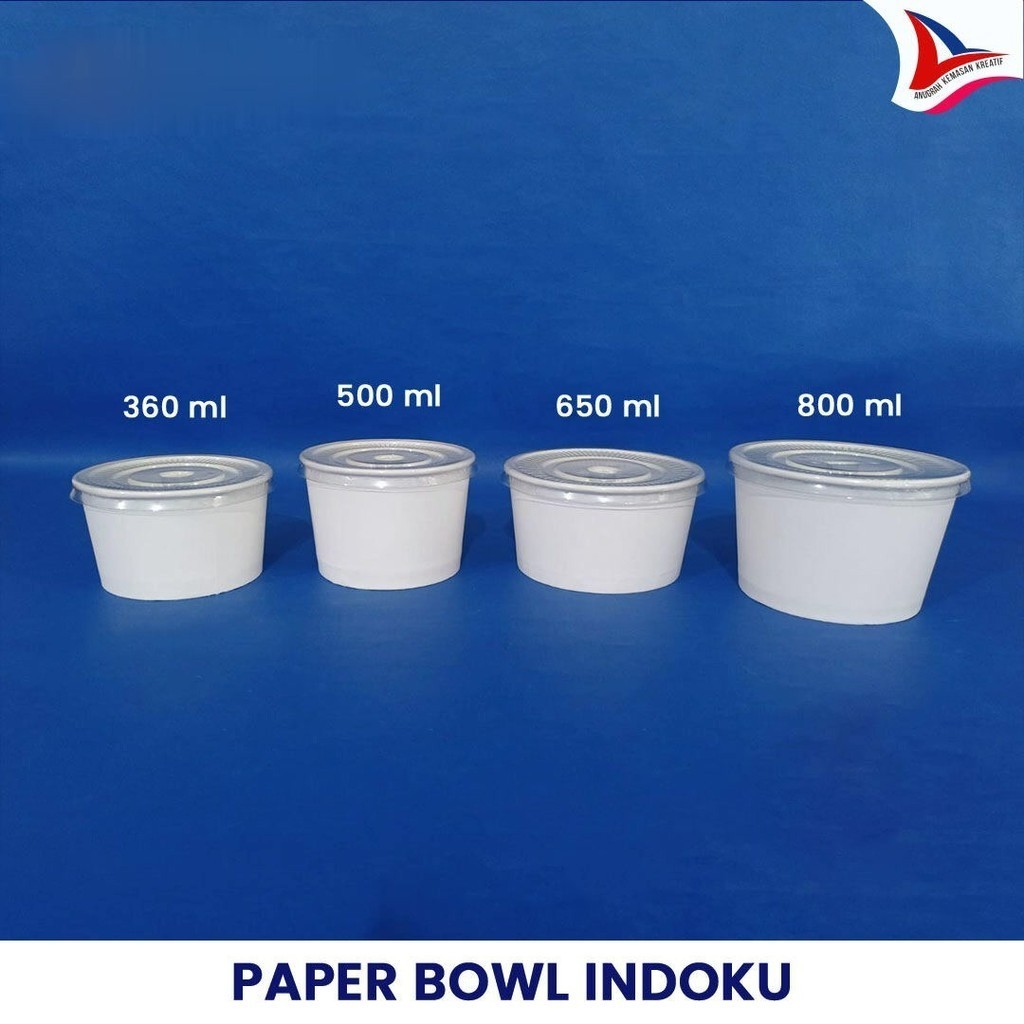 Jual Paper Bowl Indoku 360ml, 500ml, 650ml, 800ml Mangkok Kertas Rice ...